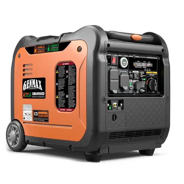 Genmax 6000W Dual Fuel Portable Inverter Generator, Propane/Gas Powered ...
