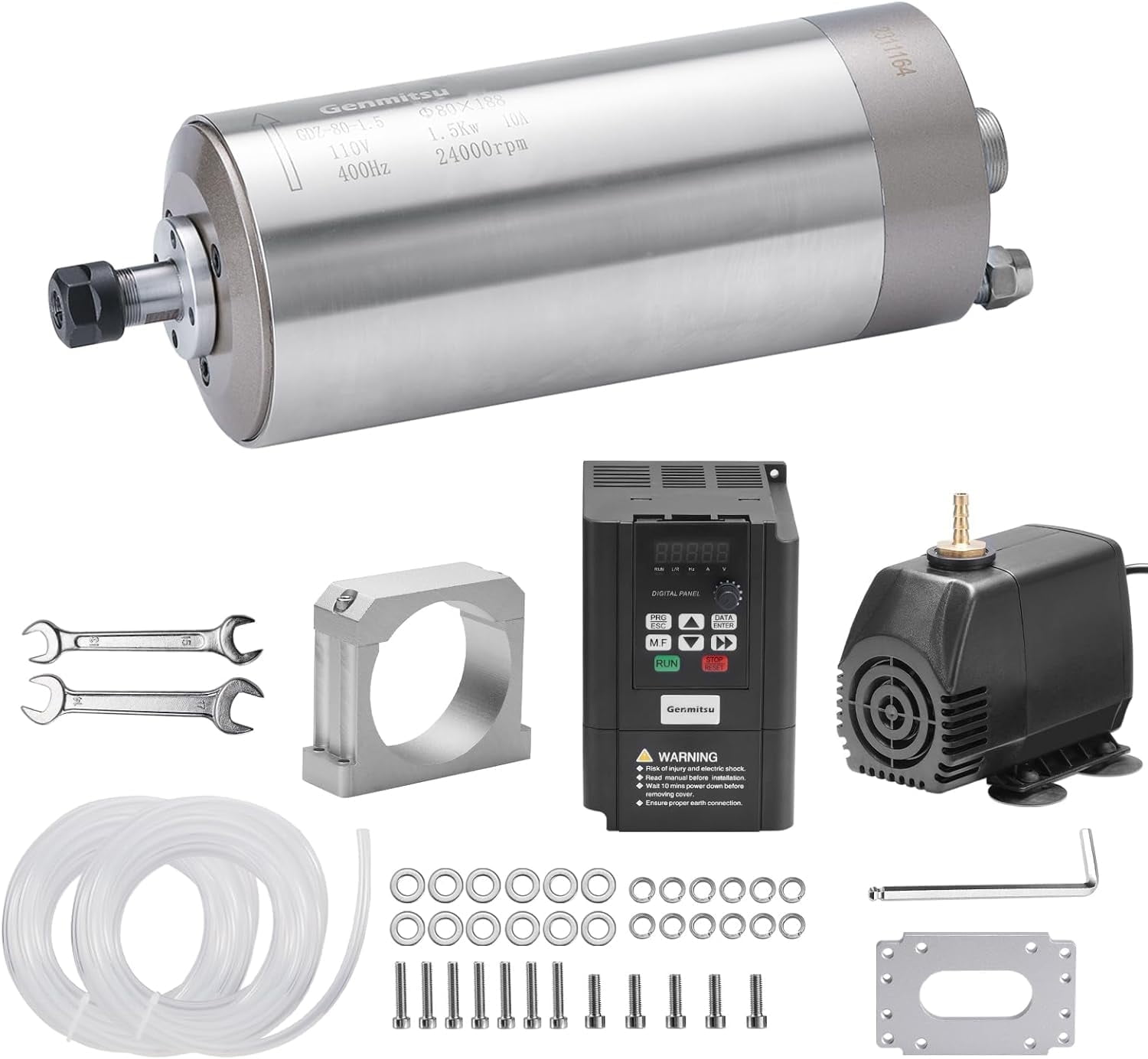 Genmitsu CNC Spindle Motor Kit, 1.5KW, 110V Water Cooled Spindle Motor ...