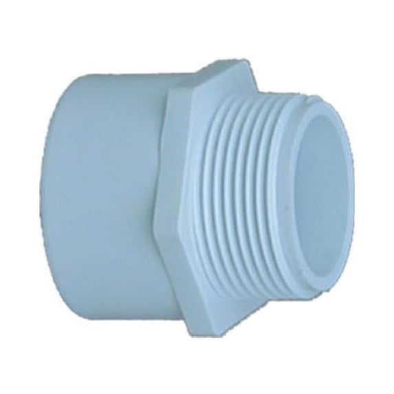 30415 PVC Pressure Pipe Fitting, Male Adapter, White PVC, 1-1/2-In ...