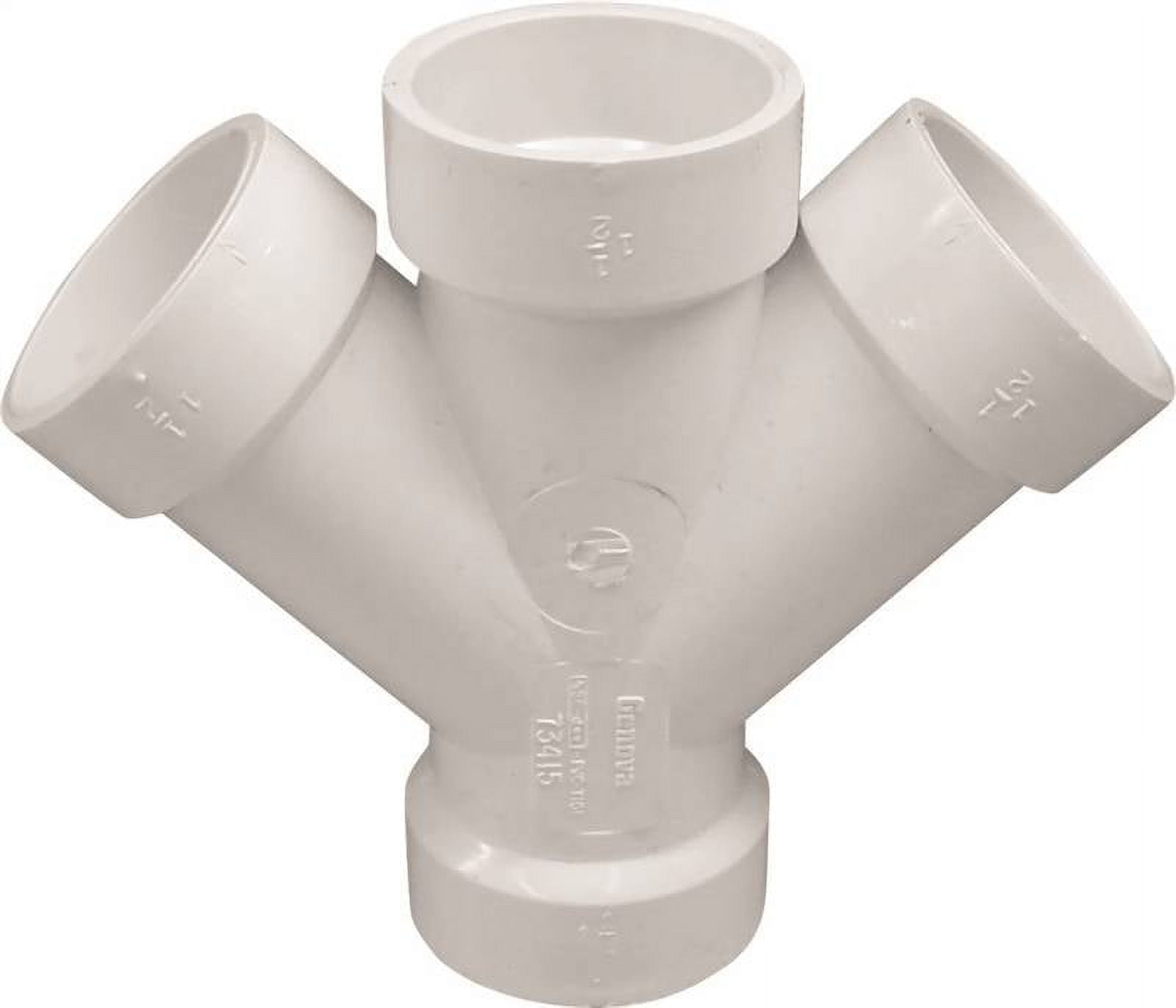 Genova Products 1-1/2 inch PVC DWV Double Wye Pipe Fitting, All Hub ...