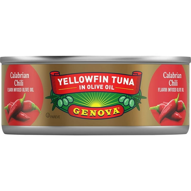 Genova Yellow Fin Tuna in Calabrian Chili infused Olive Oil, 5 oz Can ...