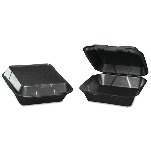 Genpak Snap-It Foam Hinged Carryout Container, Medium, Black, 8-1/4x8x3, 100/Bag, 2/CT ...