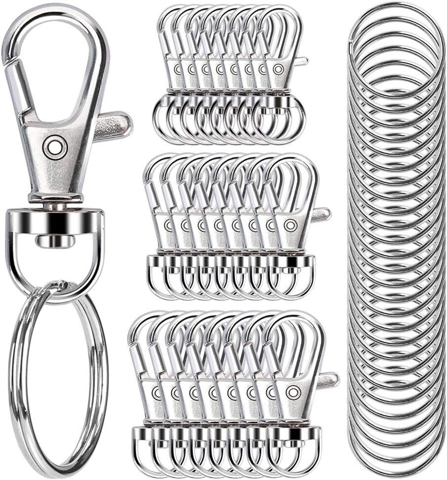 Genreen, 100PCS Swivel Snap Hooks Key Chain Kit, Silver - Walmart.com