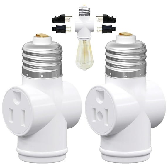 Genreen 2 Pack, Light Socket to Plug Adapter, Convert E26 Light Socket ...