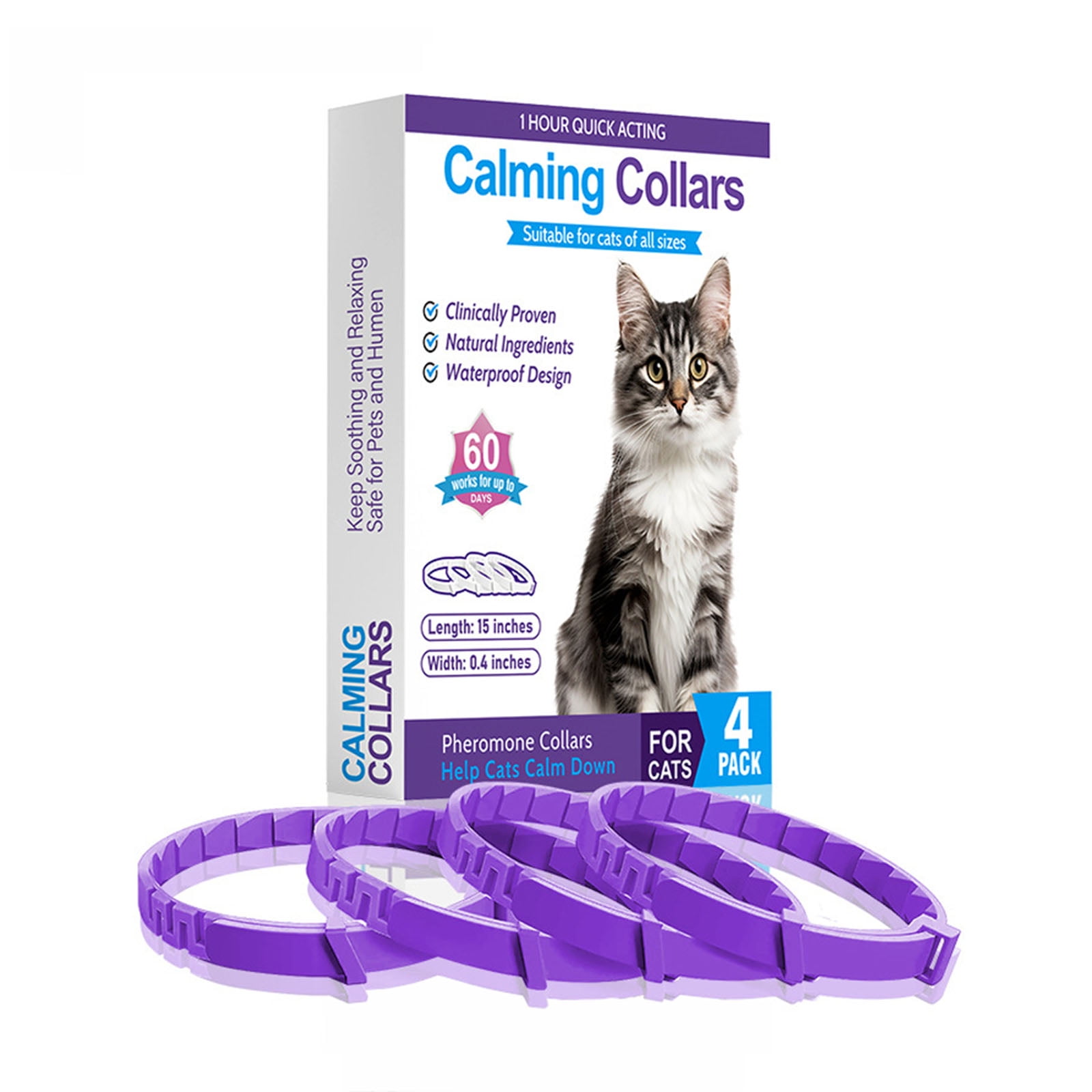 Genreen 4 Pack Calming Collar for Cats – Pheromone Cat Calming Collar ...