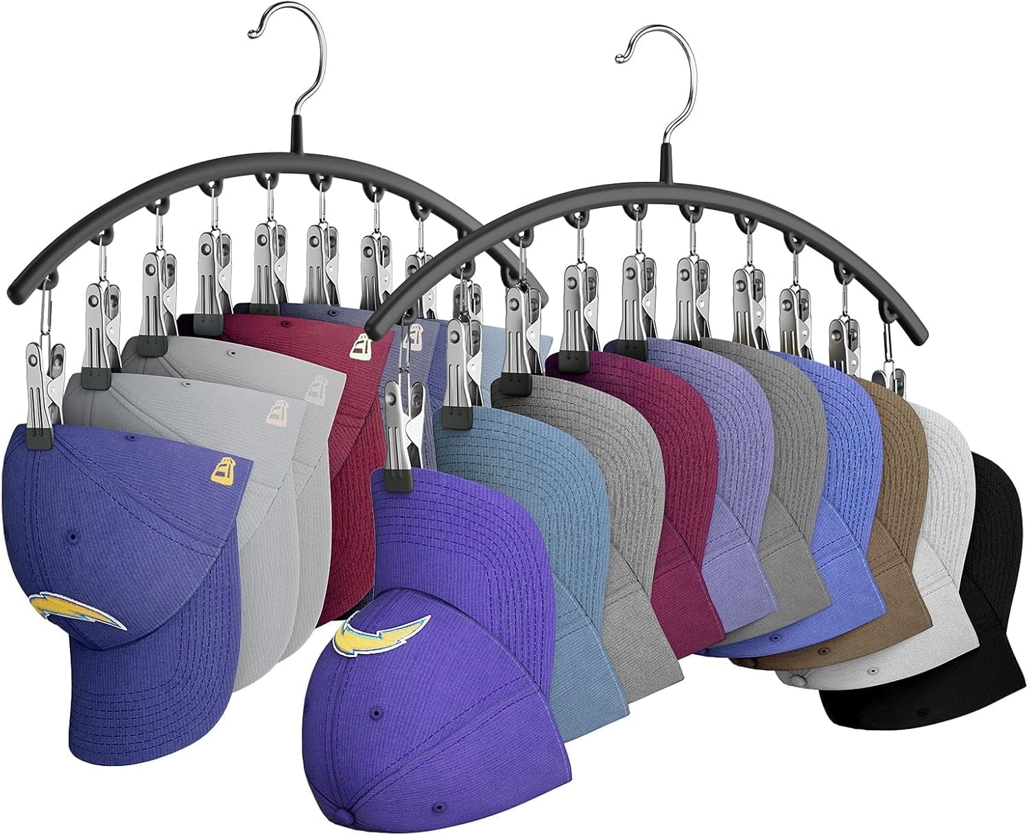 Genreen Hat Hangers for Closet, Metal Hat Organizer Racks for Baseball ...