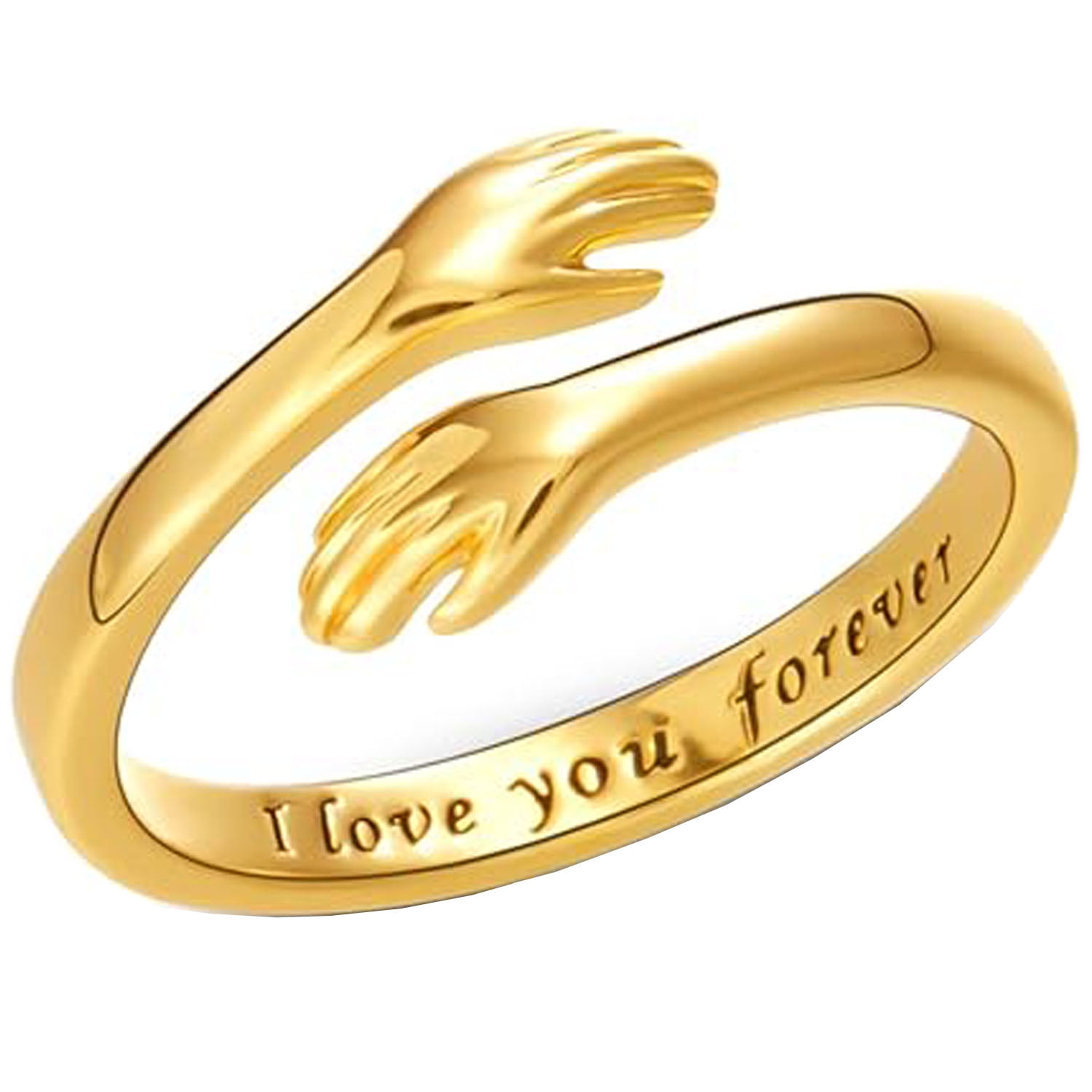 Genreen Hug Rings for Women Silver Hugging Hands Ring Adjustable 14K ...