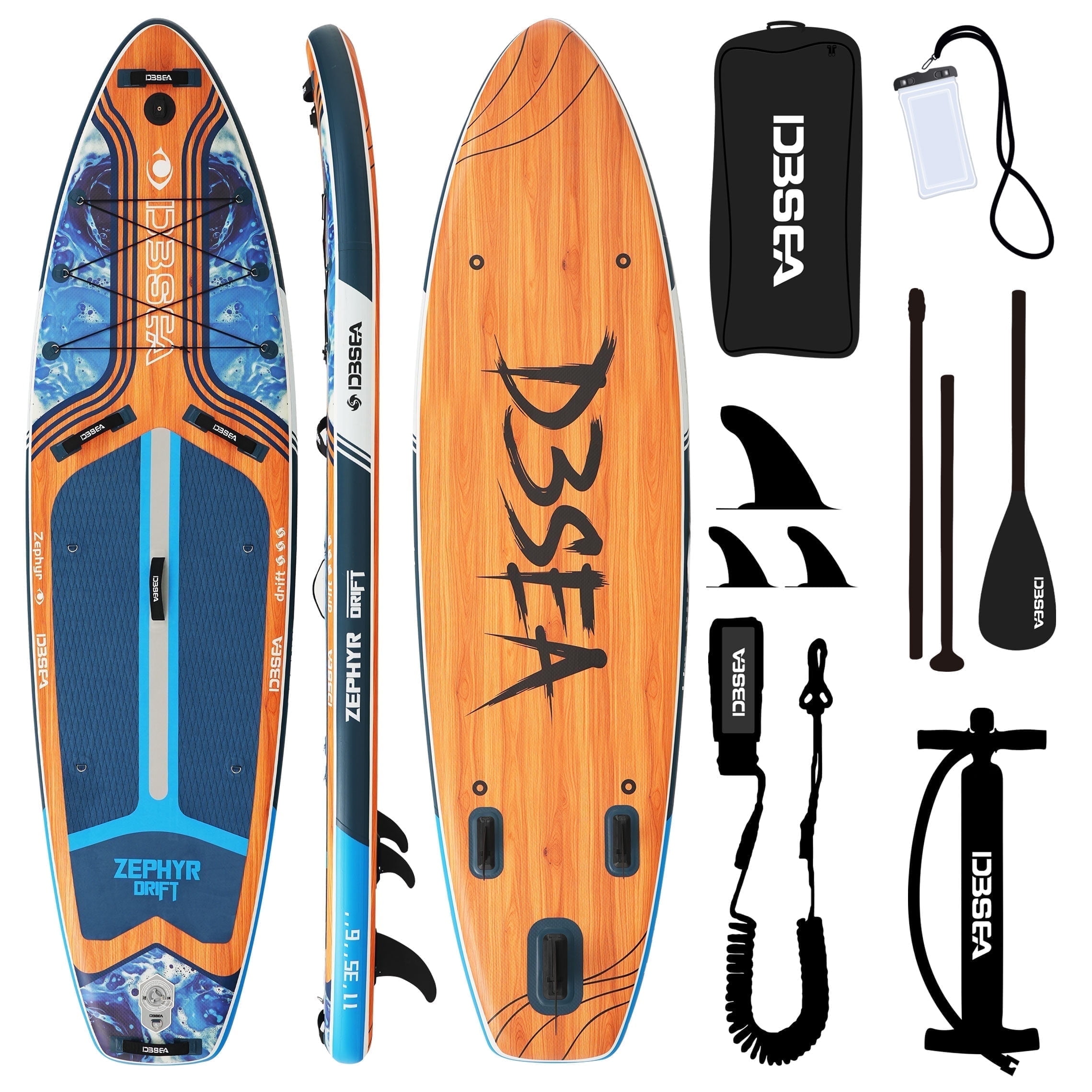 Genreen 11ft Inflatable Paddle Board & Fishing Stand up Paddle Board with Full SUP Accessories ...