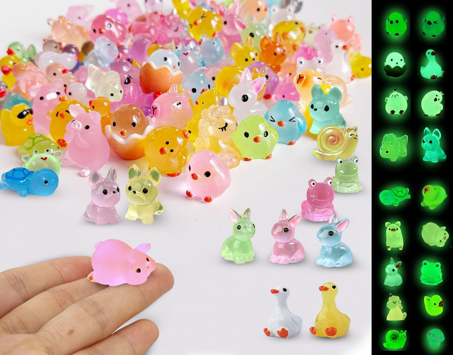 Genreen Tiny Resin Animals to Hide 100 Pcs Mini Resin Animals Bulk for ...