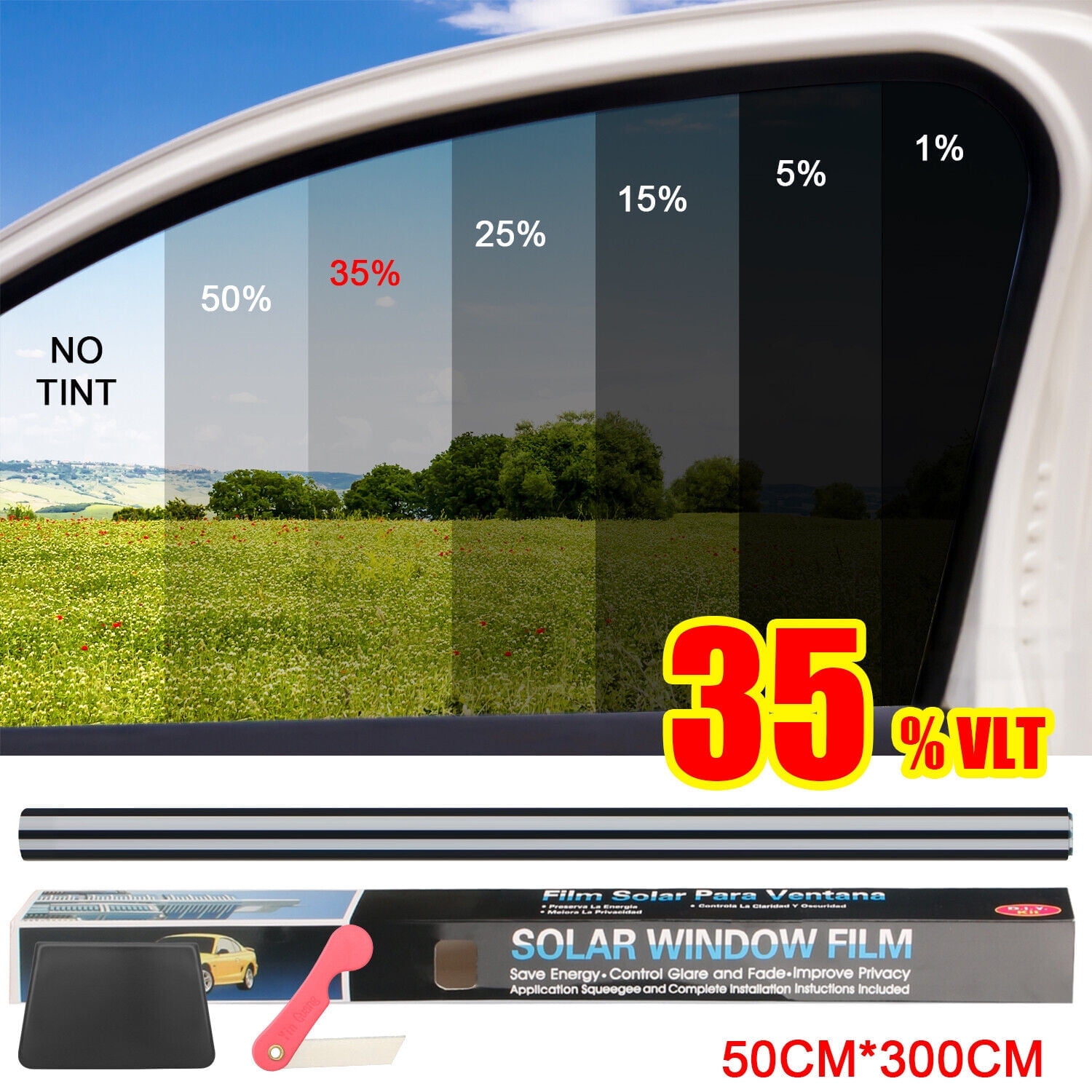 Genric Solar Window Film 35% VLT Black, 50cm x 300cm - Walmart.com