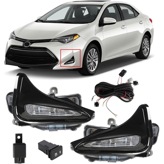 Genrics 1 Pair Fog Light Assembly Daytime Running Lights Replacement ...