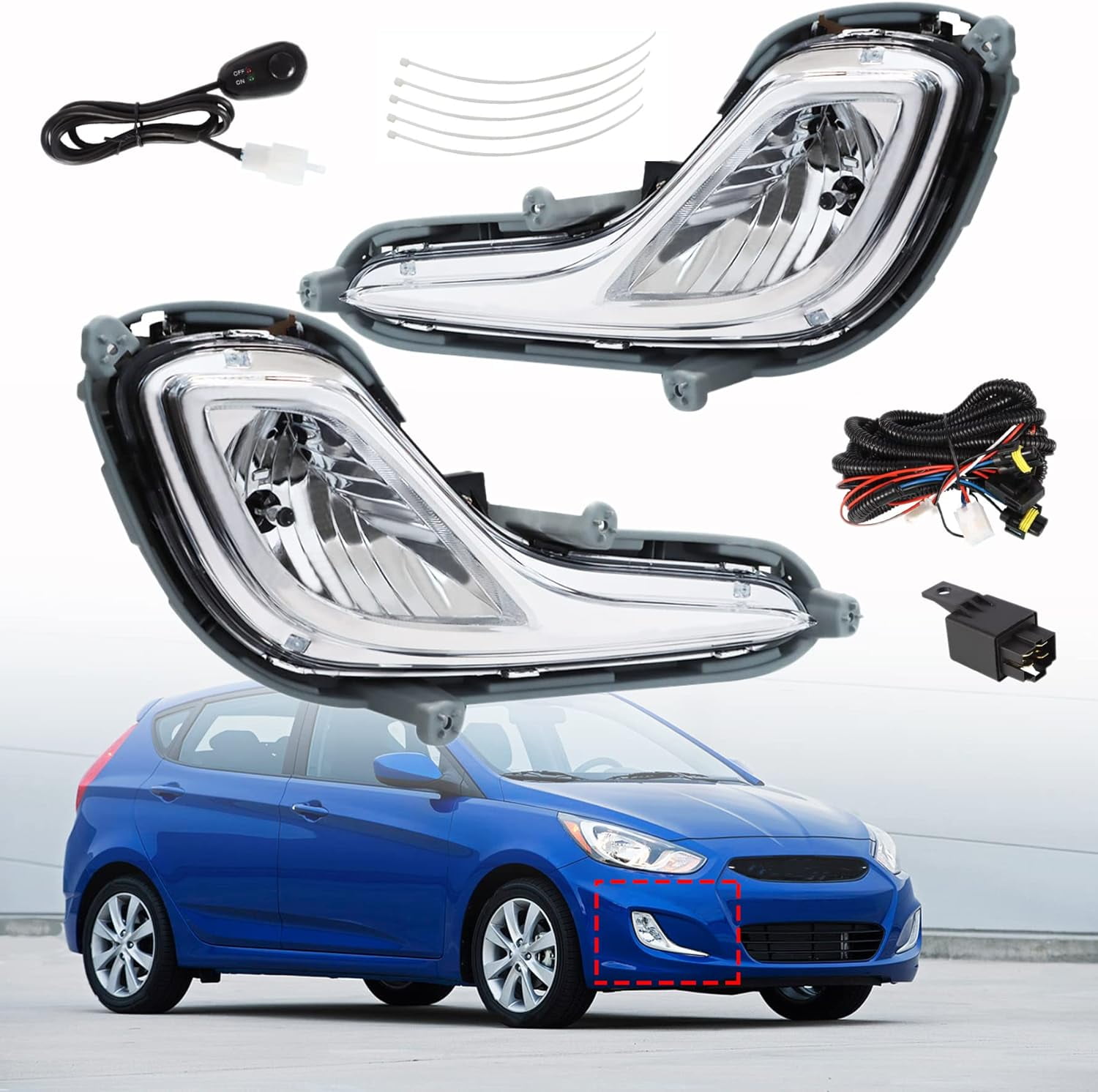 Genrics 2-Pack Clear Bumper Fog Lights Assembly with Bulbs and Switch ...