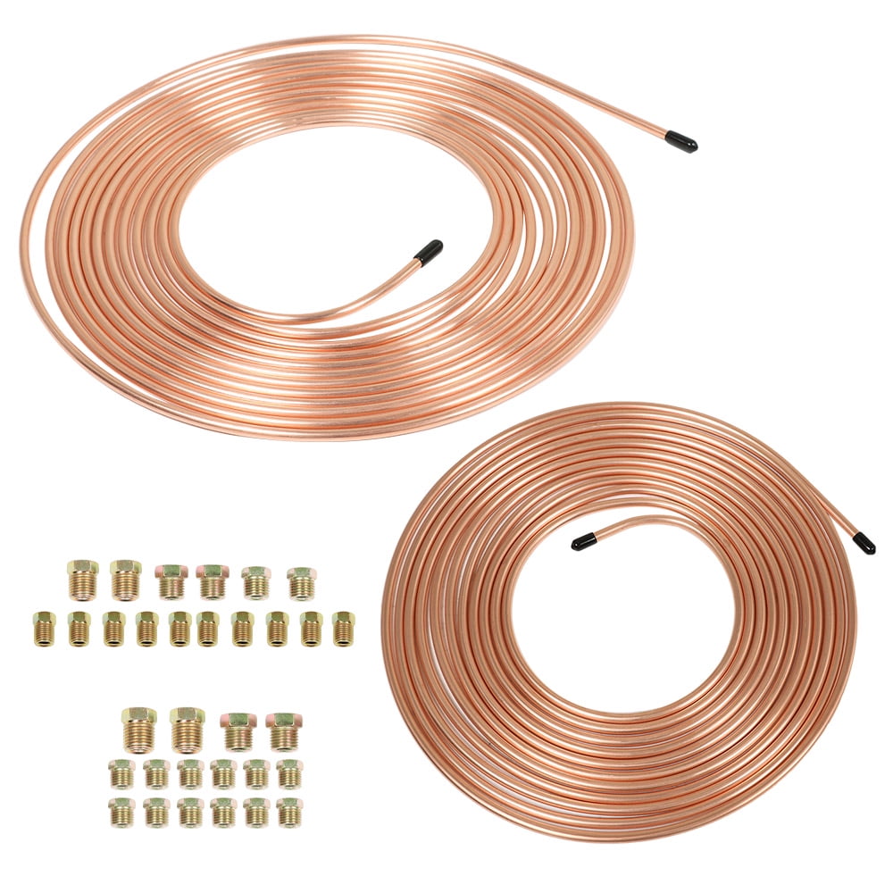 Genrics 25 Ft. of 1/4 & 3/16 Copper Nickel Brake Line Tubing Kit And 32 ...