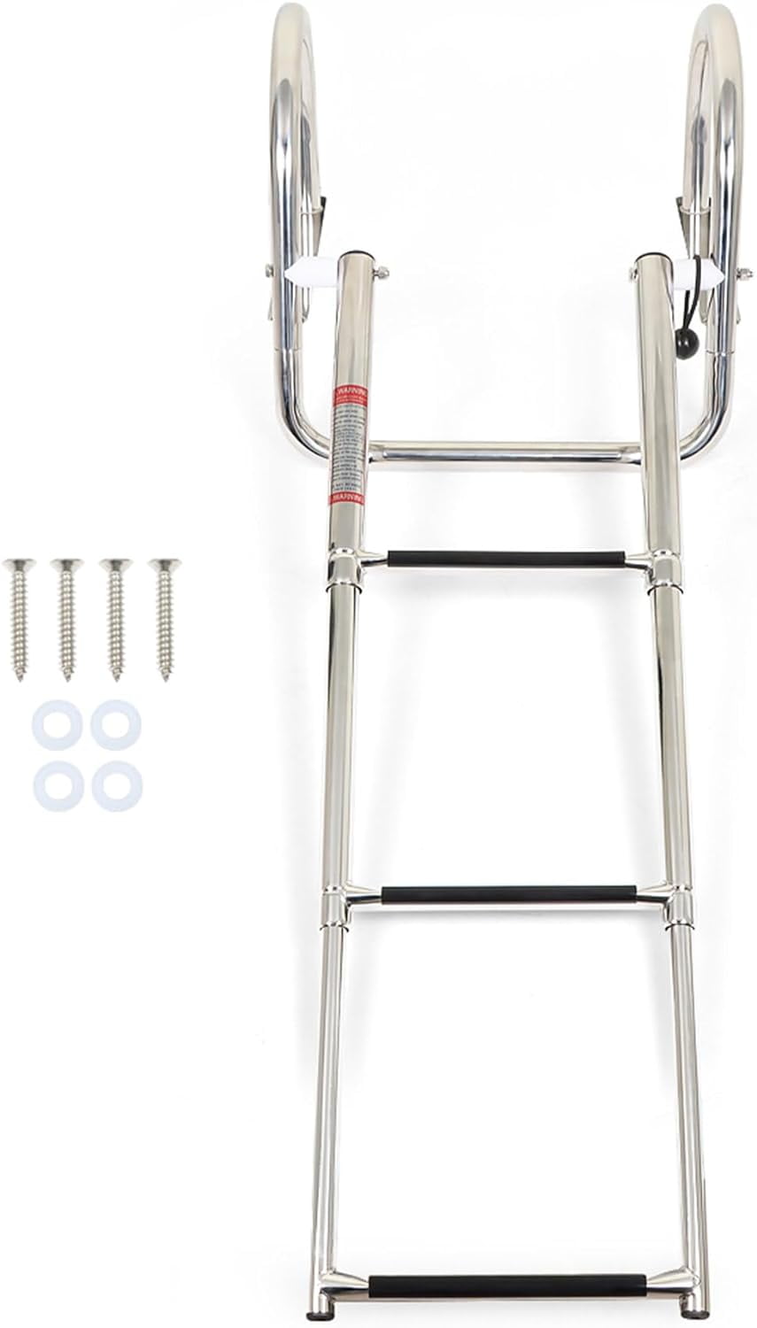 Genrics 3 Steps Telescoping Ladder Boat Ladder Folding Dock Ladder ...
