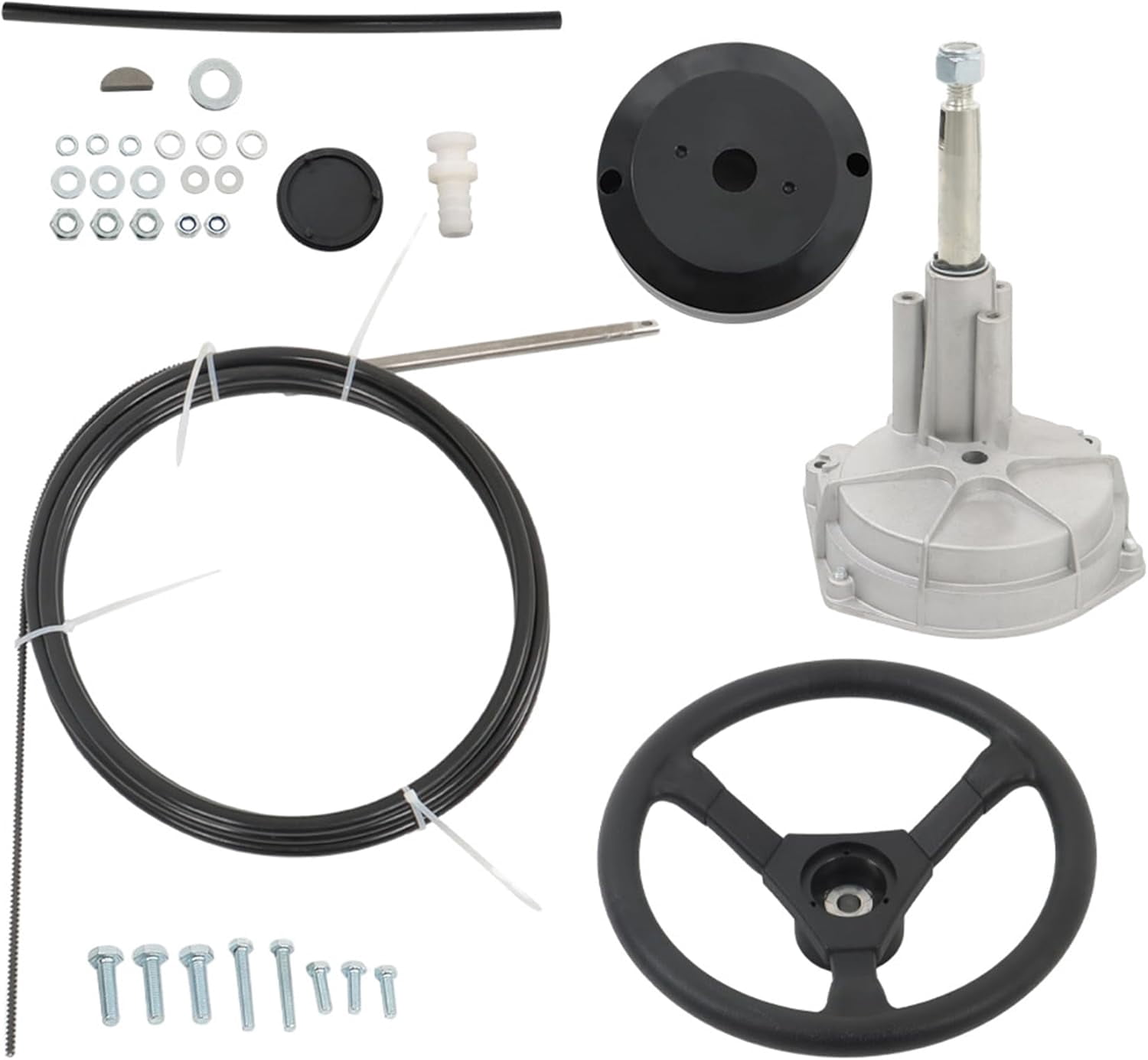 Genrics Boat Rotary Steering System Outboard Kit with Steering Wheel ...