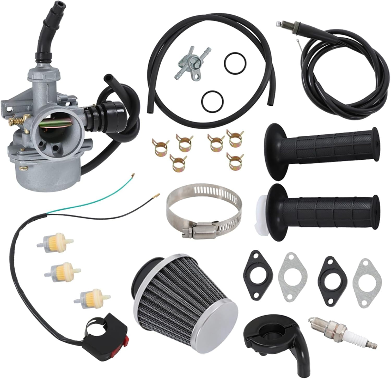 Genrics Carburetor Carb Air Filter Throttle Handle Grips Cable PZ19 Replacement for 50cc 70cc ...