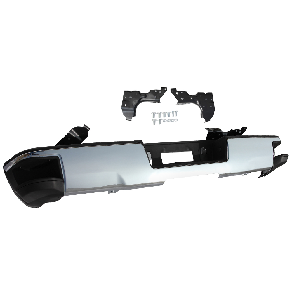 Genrics Chrome-Rear Bumper Assembly for Car 14-18 Chevy Silverado GMC ...