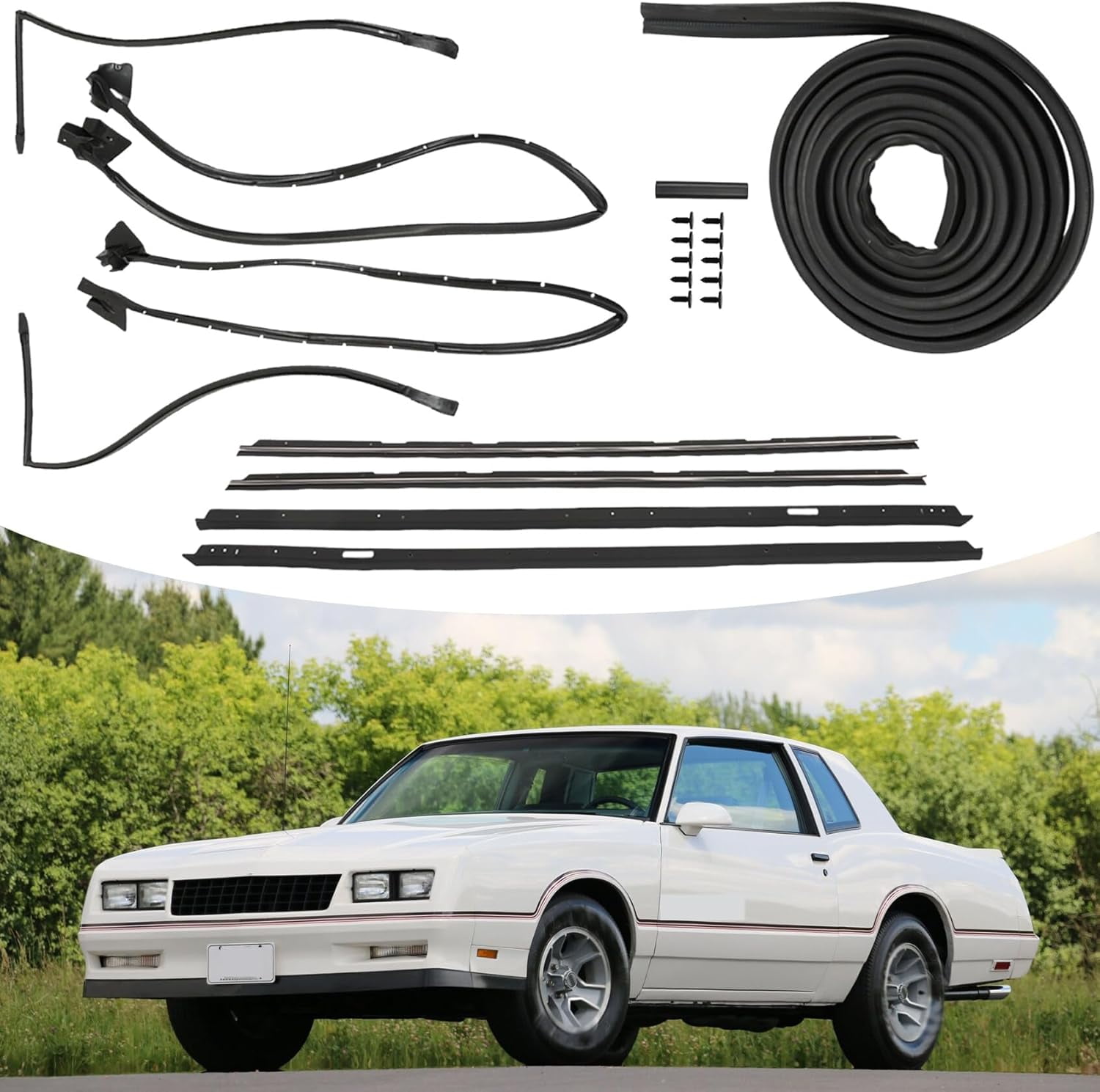 Genrics Door Trunk Window Roof Rail Seal Weatherstripping Kit 9PCS ...