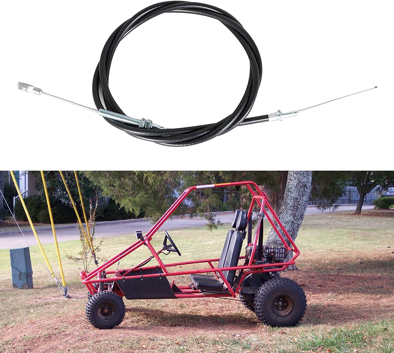 Genrics Enhanced 61 Inch Long Throttle Cable Replacement for Go Kart ...