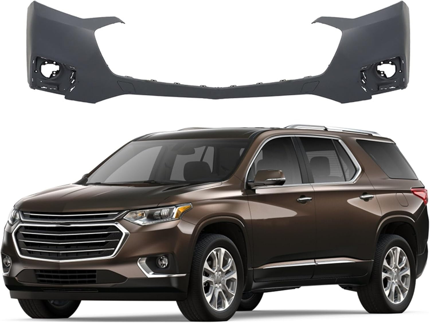 Genrics Front Bumper Cover Plastic Primed Replacement for Traverse 2018 ...