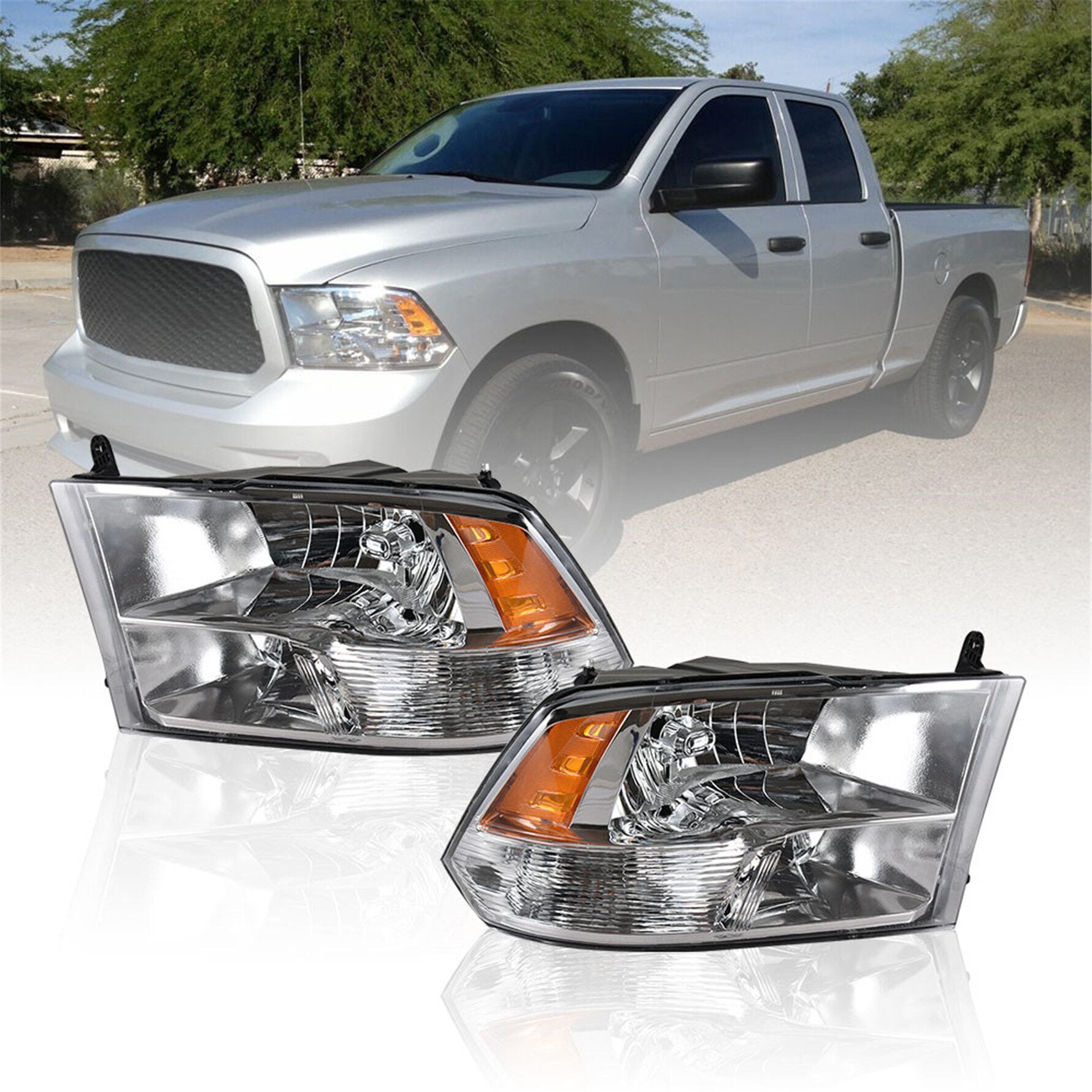 Genrics Headlights Assembly Replacement for 2010-2018 Dodge Ram 1500 ...