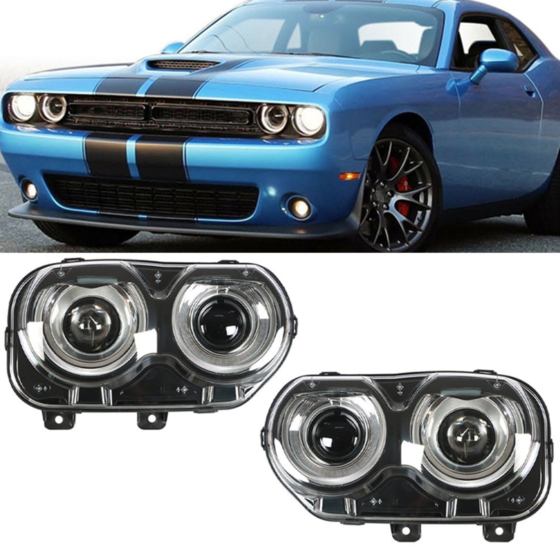 Genrics Headlights Front Head Lamps Replacement for 2015-2018 Dodge ...