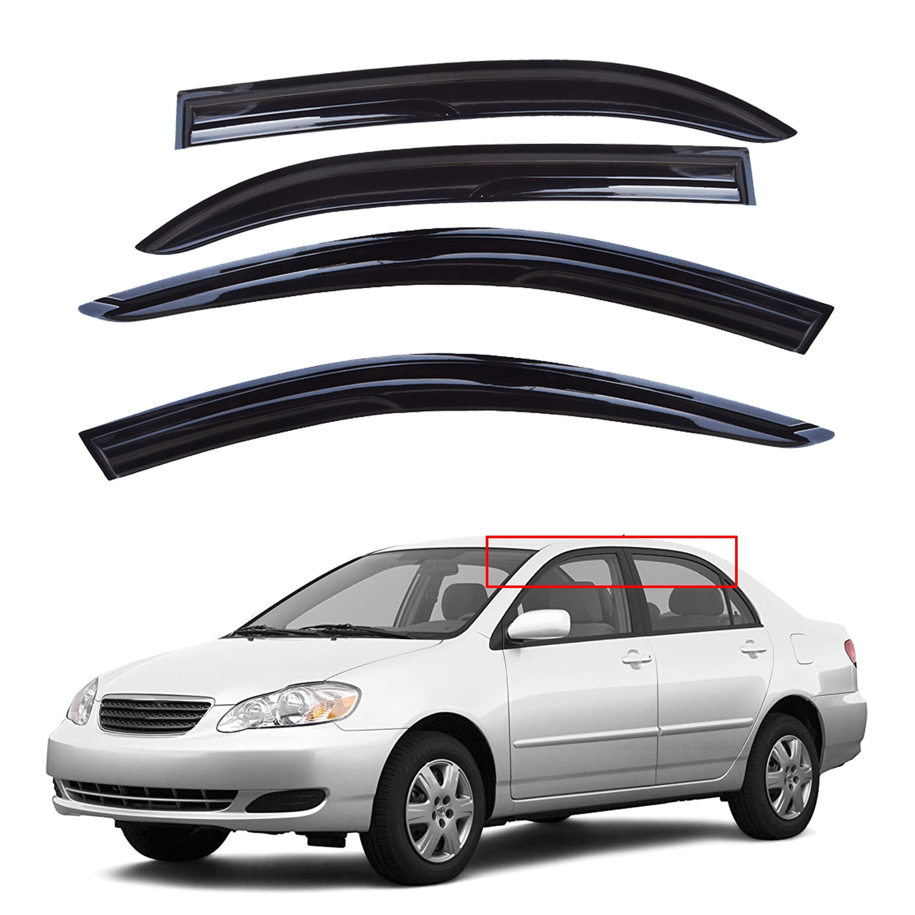 Genrics Window Visors 4Pc Set Fit for 2003-2008 Toyota Corolla Window ...