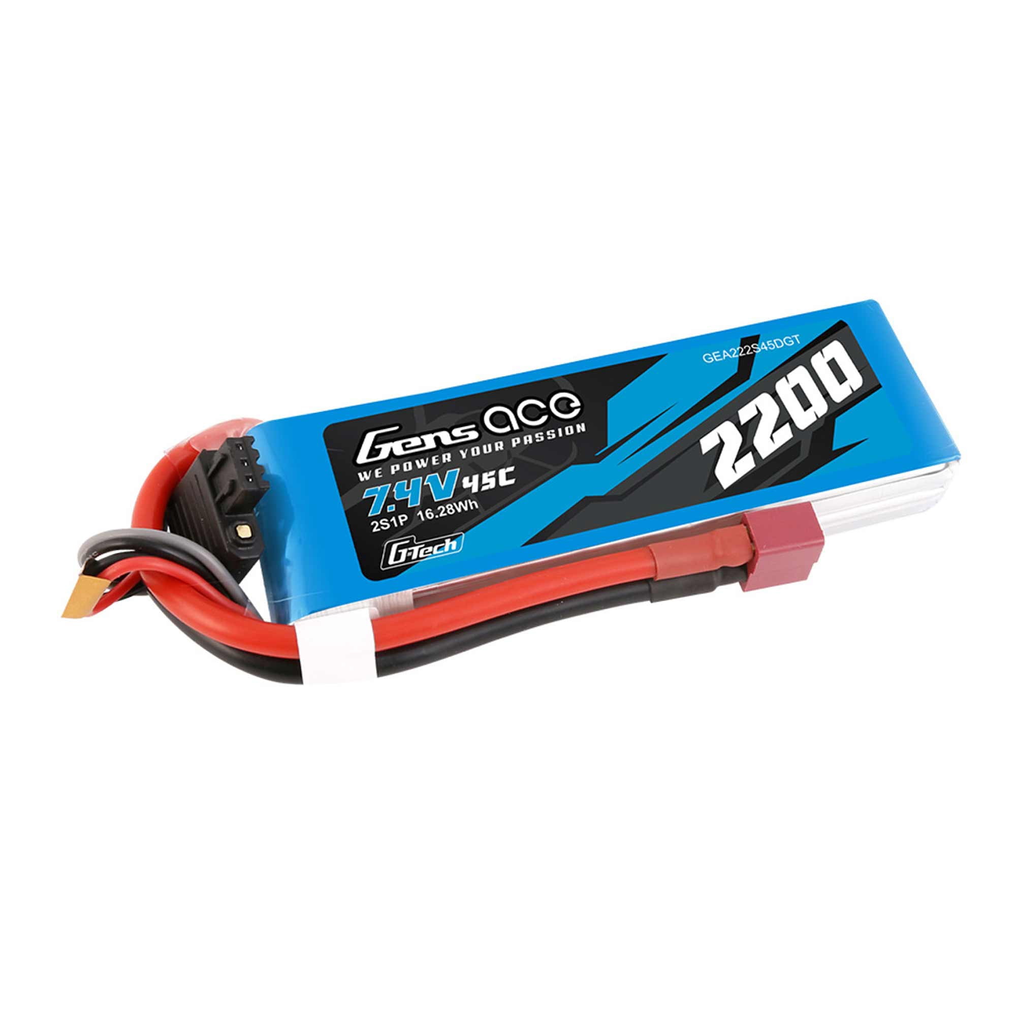 Gens Ace 222S45DGT G-tech 2200mAh 45C 7.4V 2S1P LiPo Deans Plug ...