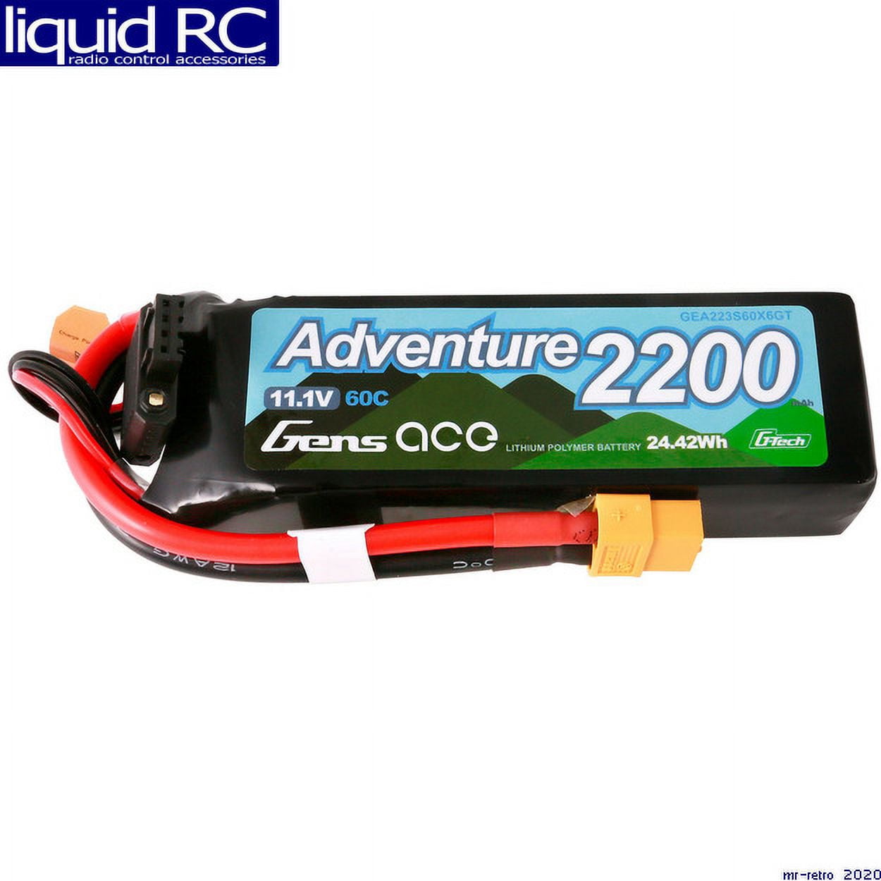 Gens ace 2200mAh 3S 11.1V 60C G-Tech Adventure LiPo Battery Pack with XT60 Plug for RC Crawler ...