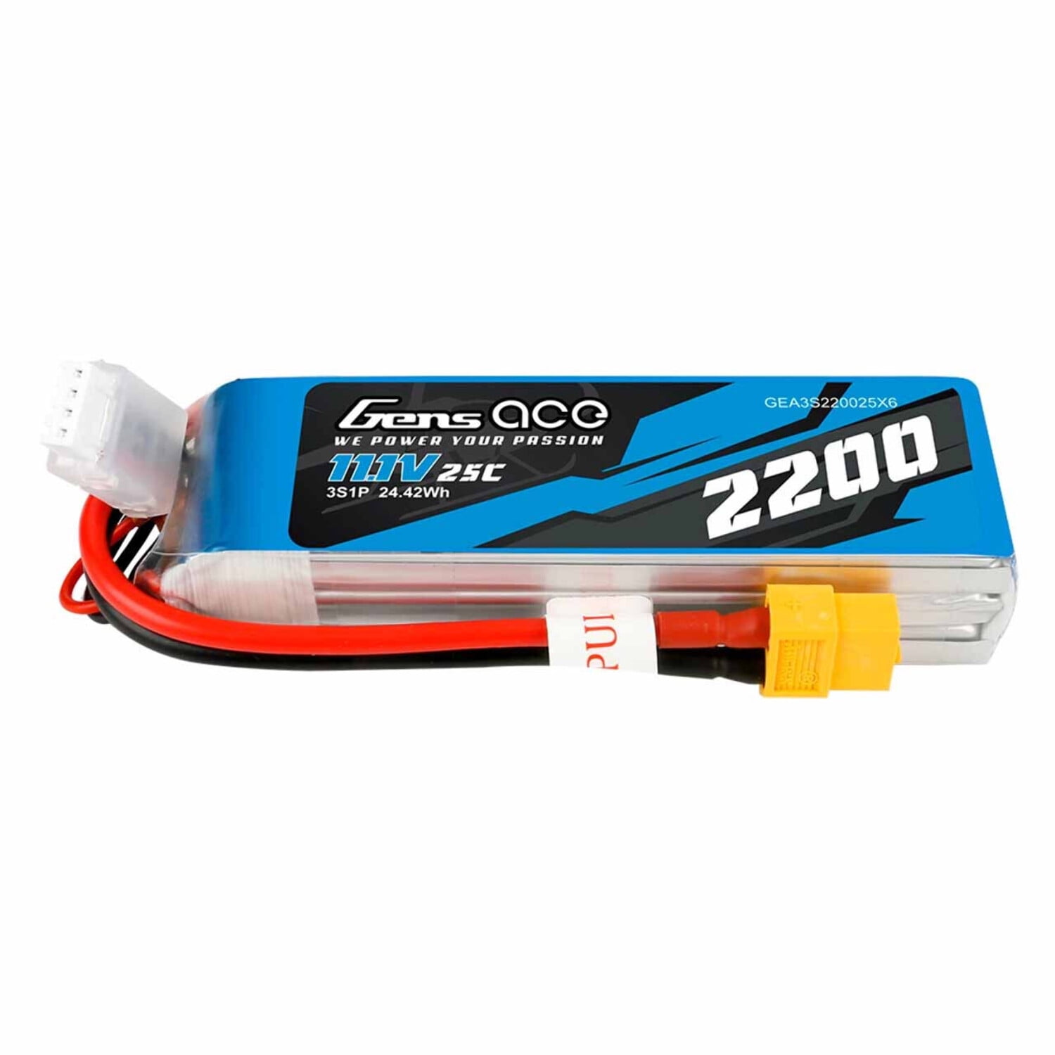 Gens Ace 3S 2200mah 25C 11.1V LiPo Battery w/XT60 Plug - Walmart.com
