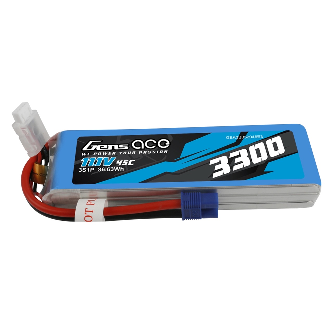 Gens ace 11.1V 3300 mAh 3S 45C LiPo Soft Pack EC3 GEA3S330045E3 Car ...