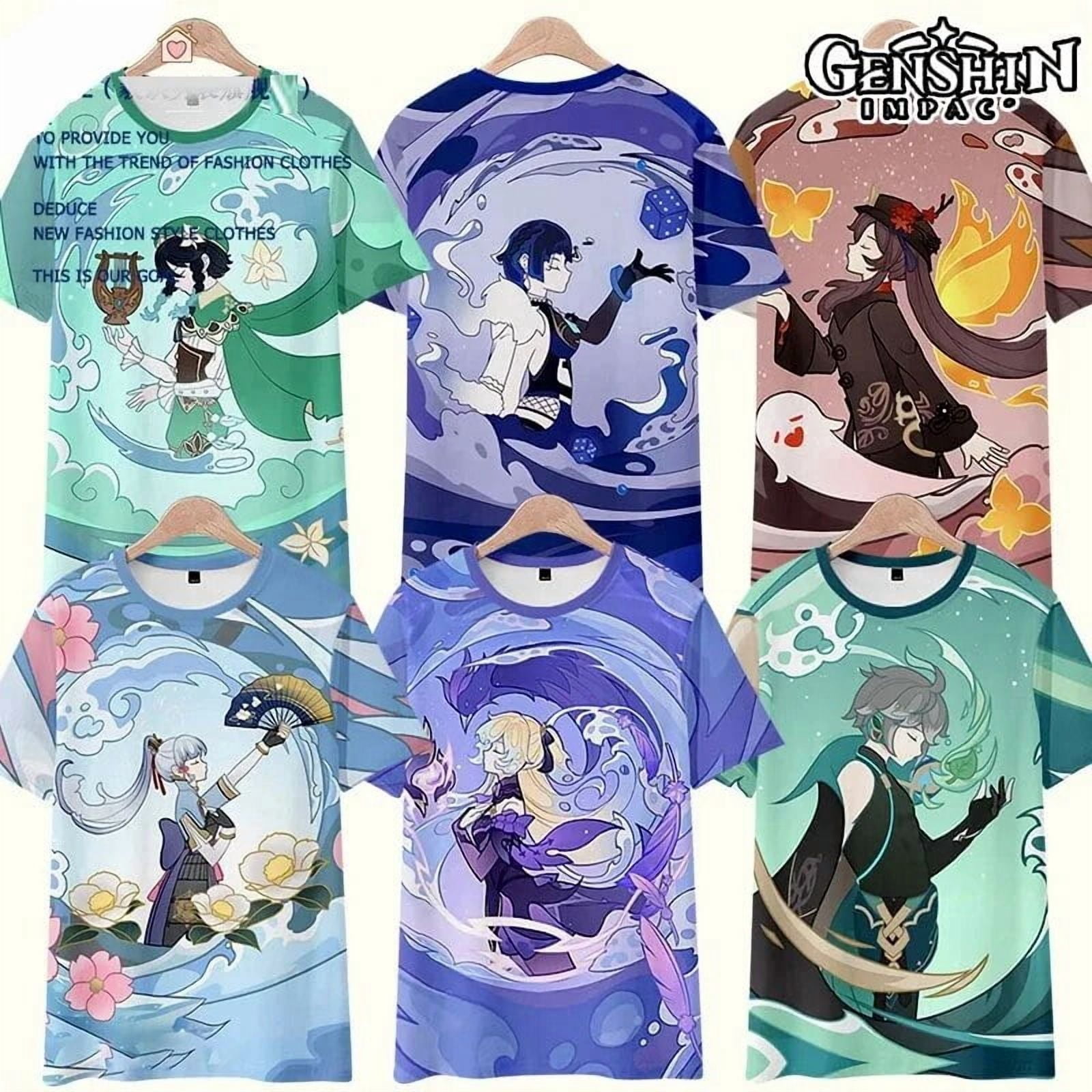 Genshin Impact 3D Print T-Shirts Anime Game Kawaii Girls Streetwear ...