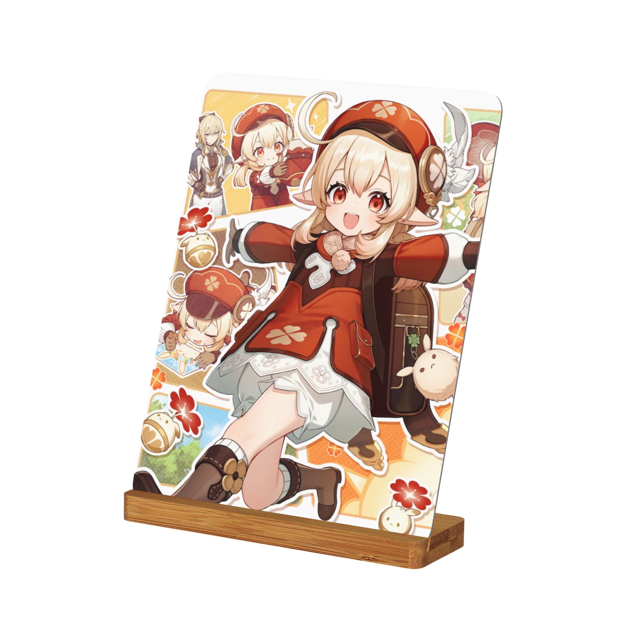 Genshin Impact All Character's Graphic Tabletop 15.2cm*20.3cm Aluminum Photo Frame with Bamboo ...