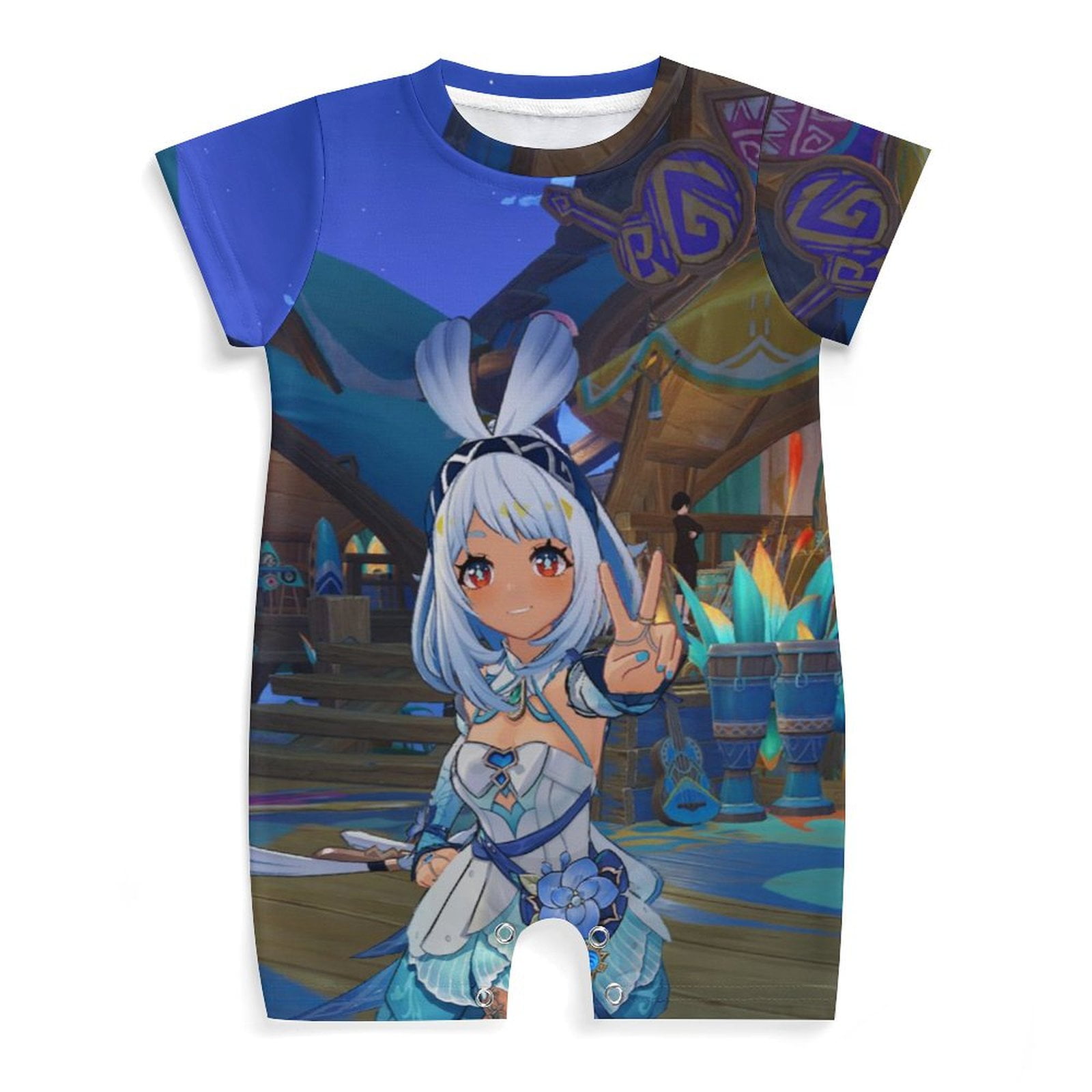Genshin Impact Baby Boy Girl Short Sleeve Romper Clothing Set Print ...