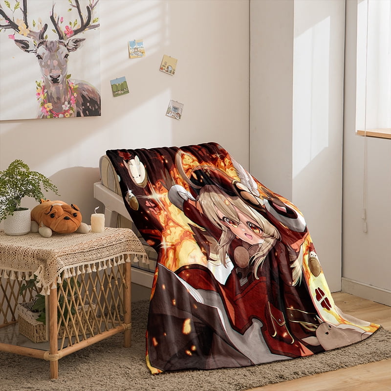 Genshin Impact Blanket Room Soft Plush Flannel Throw Game Anime Blanket ...