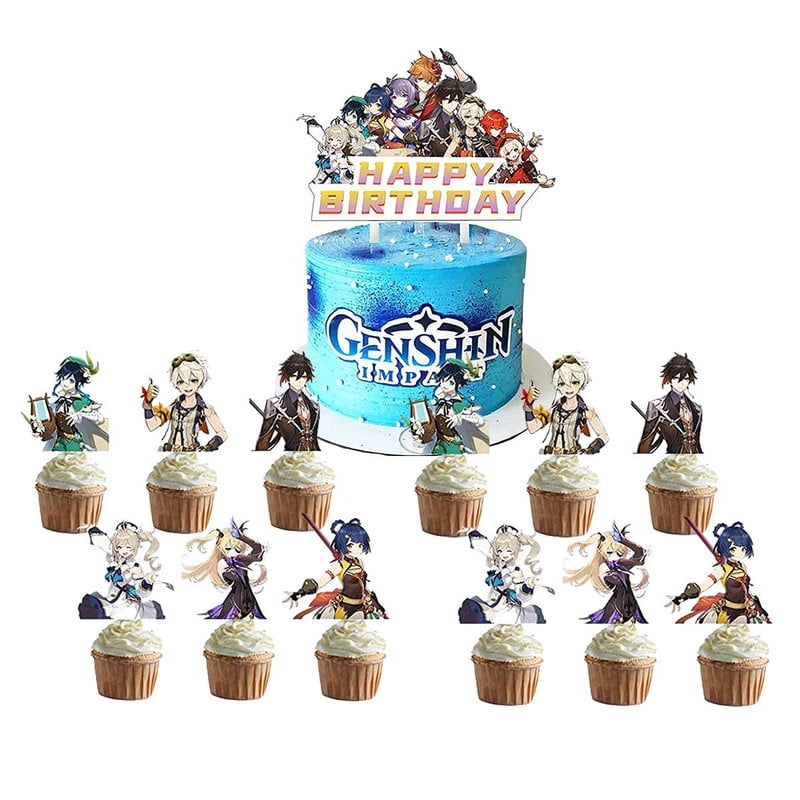 Genshin Impact Cake Topper CupcakeS Set Birthday Party Supplies ...
