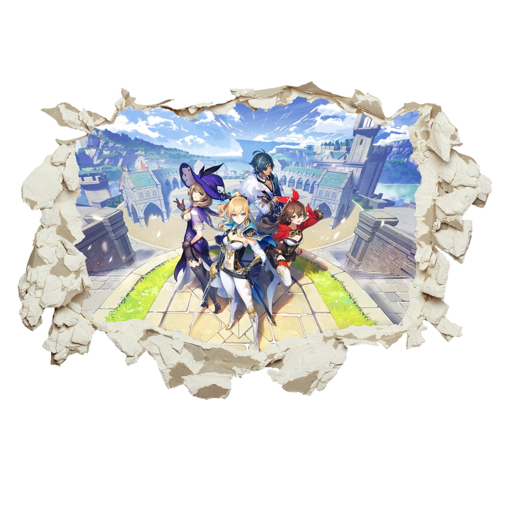 Genshin Impact Cartoon Theme 3D Wall Decals,Bedroom、Living Room、and ...
