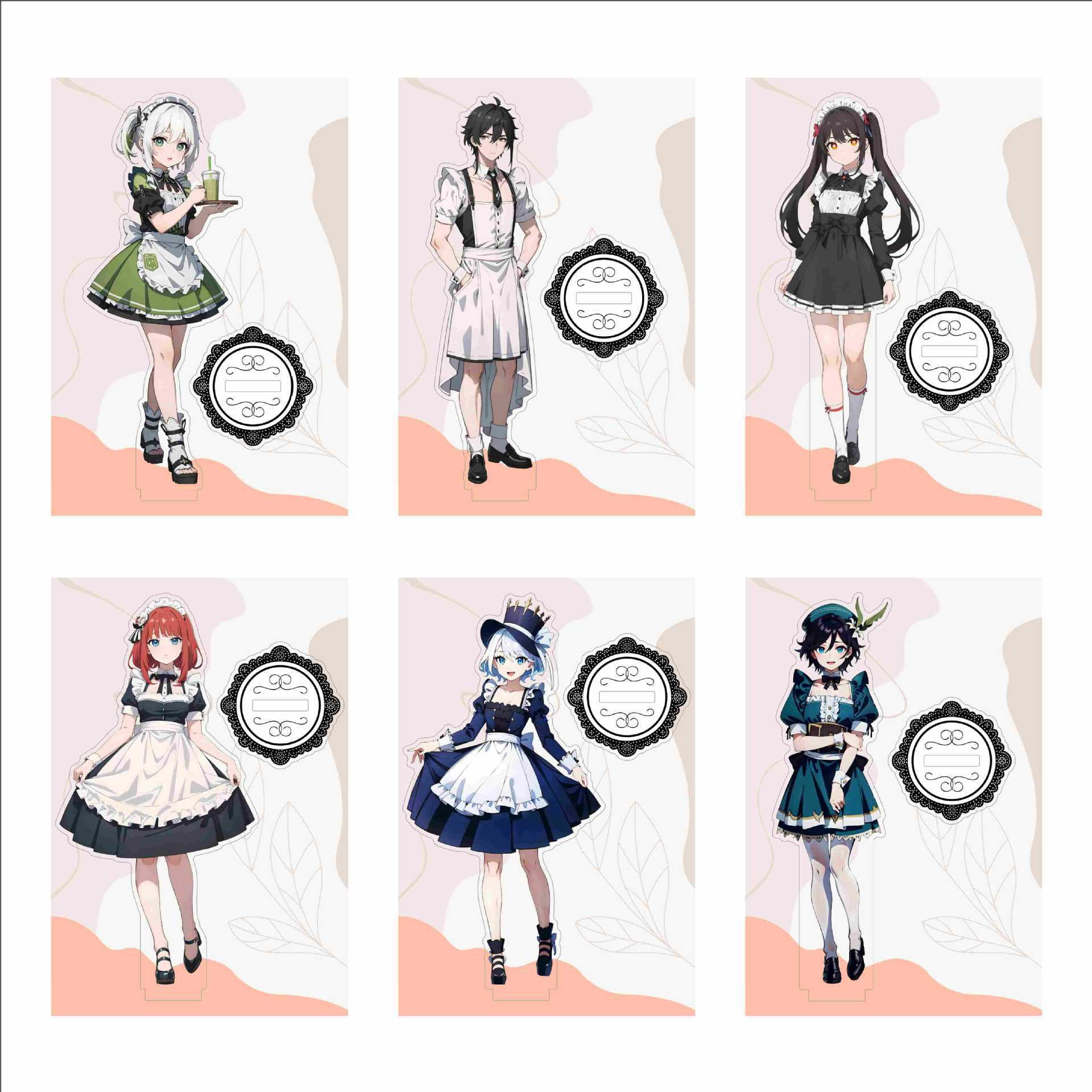 Genshin Impact Figure 6Pcs Cute Maid Acrylic Stand Figure Beautiful ...