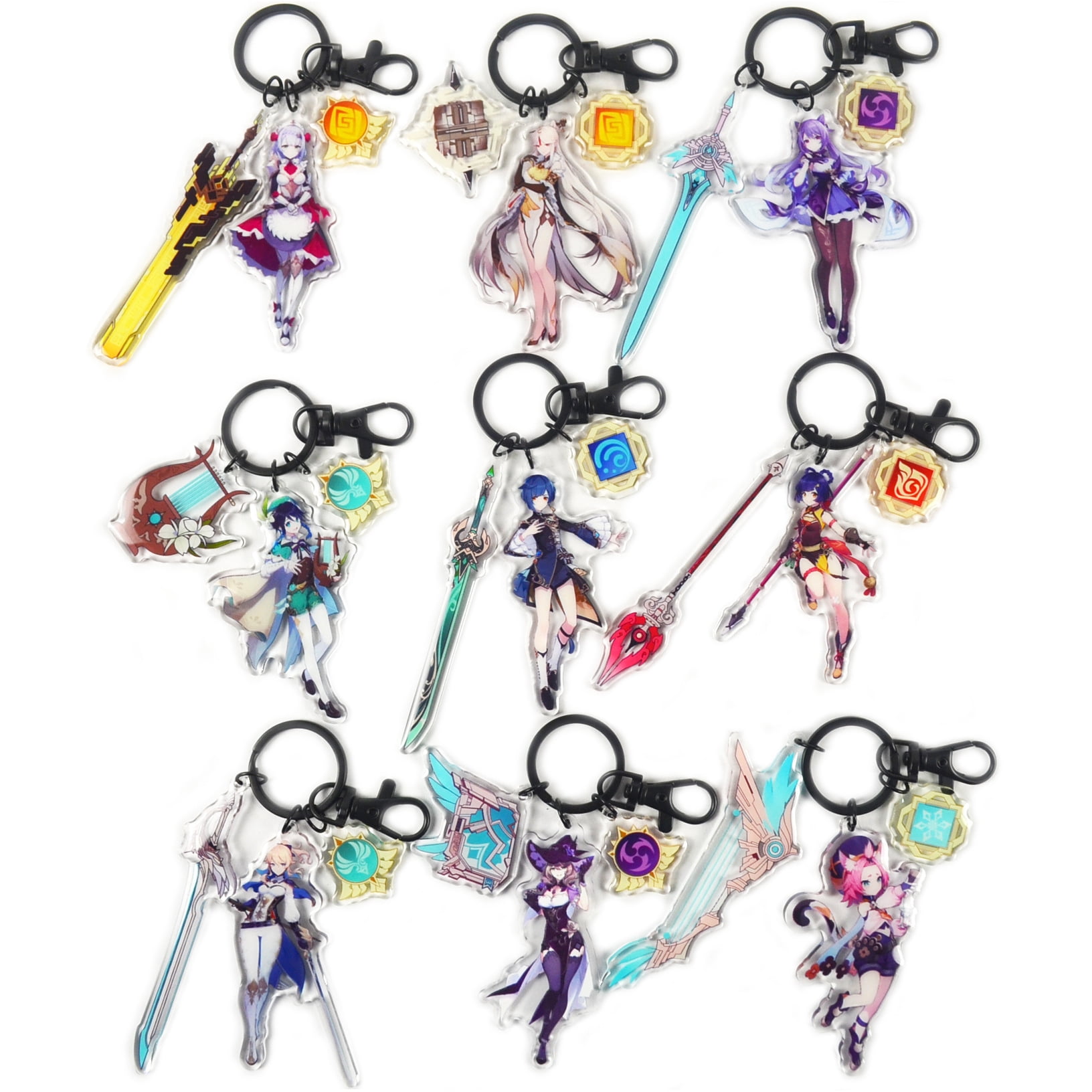 Genshin Impact Figure Character Keychain Set 9Pcs Acrylic Figure ...