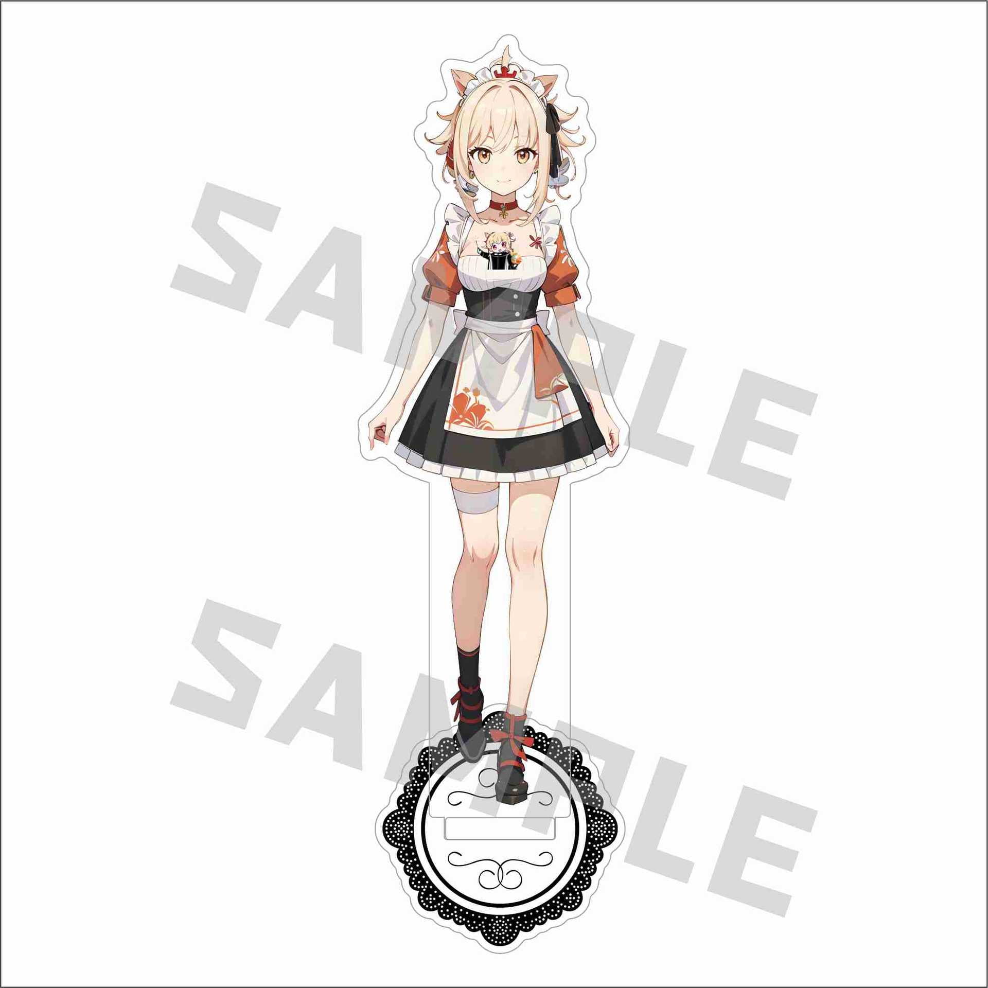 Genshin Impact Figure Cute Maid Acrylic Stand Figure Beautiful Double ...