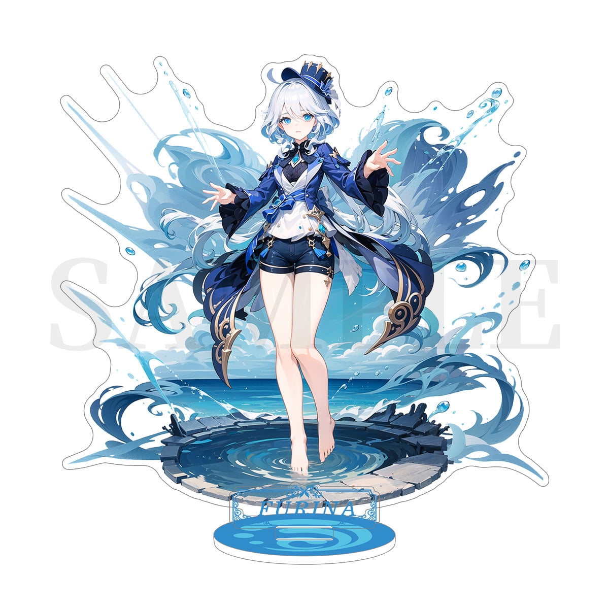 Genshin Impact Figure Furina Water God Acrylic Stand Figure Beautiful ...