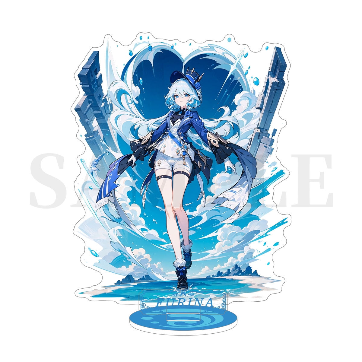 Genshin Impact Figure Furina Water God Acrylic Stand Figure Beautiful ...