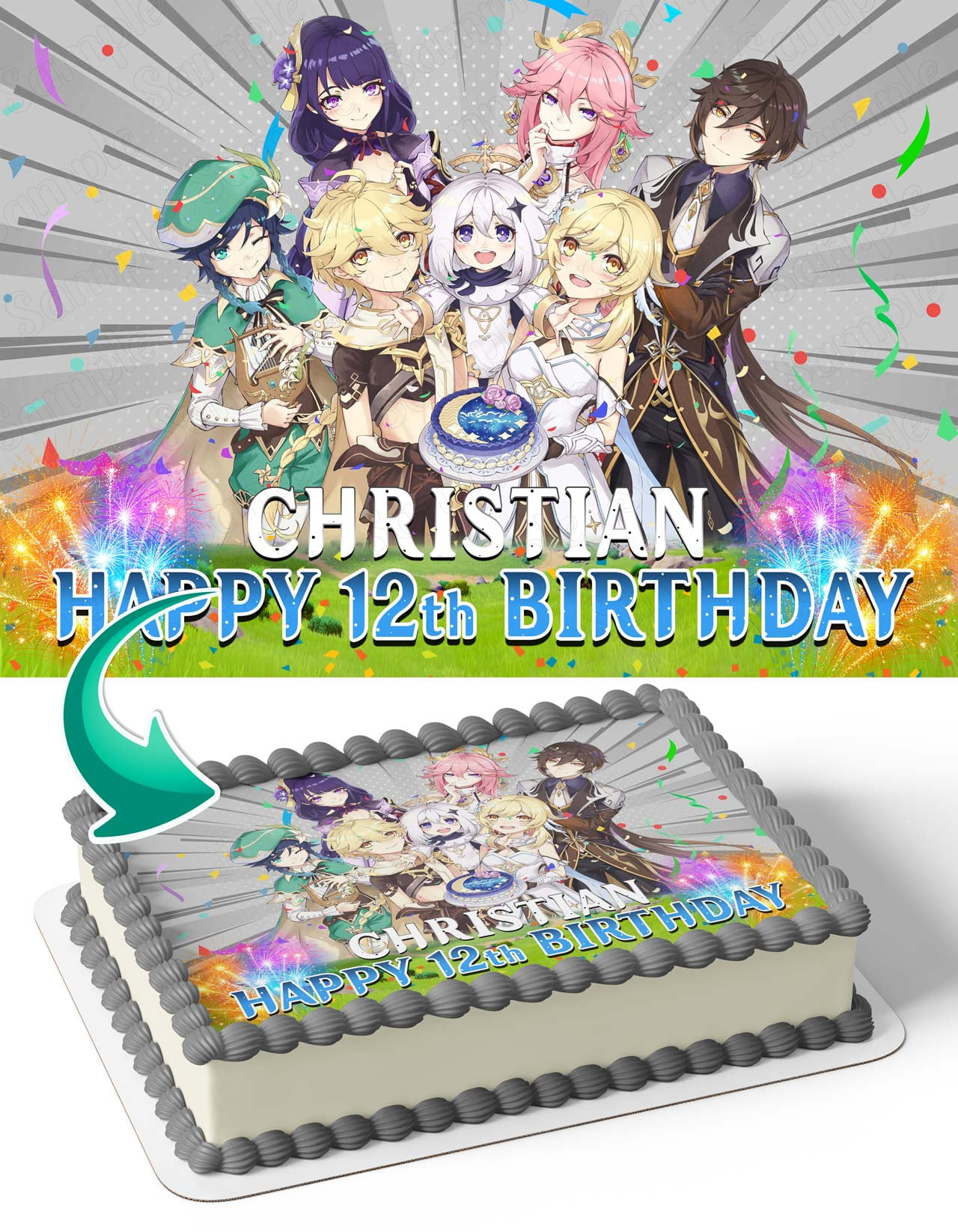 Genshin Impact GF Edible Image Cake Topper Personalized Birthday Sheet ...