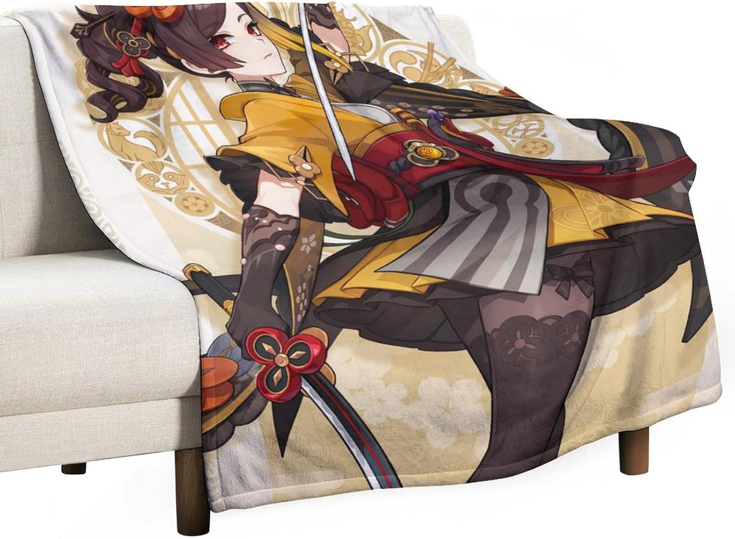 Genshin Impact Inazuma Chiori Anime Blanket 50"40" Super Soft Flannel ...