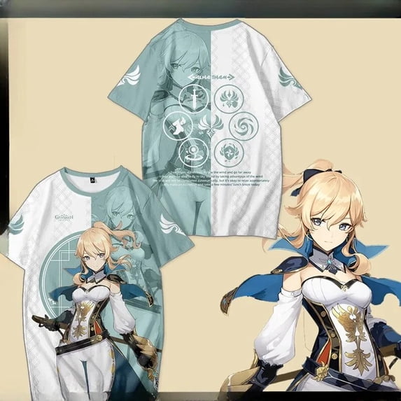 Genshin Impact Jean Gunnhildr 3D print t shirt women men summer fashion ...