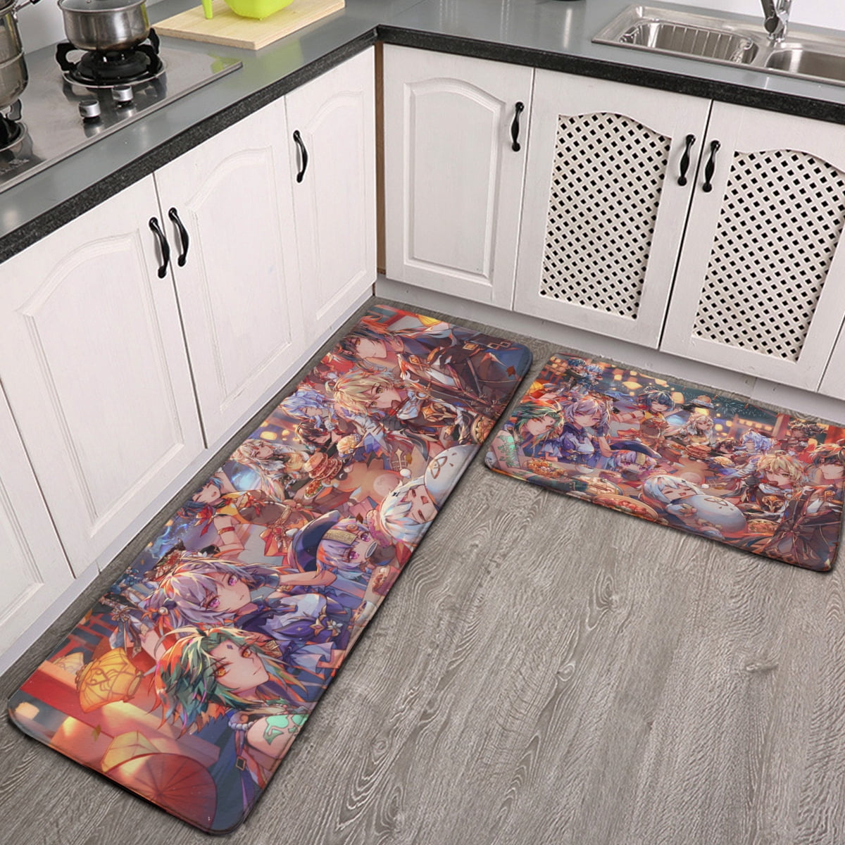 Genshin Impact Kitchen Floor Mats Set Of 2, Waterproof and Non-Slip ...