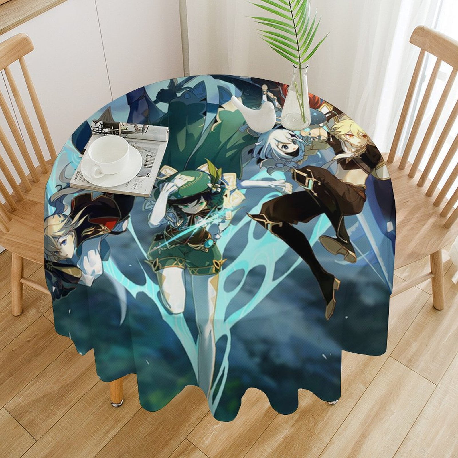 Genshin Impact Round Tablecloth Print Decorative Table Cover Washable ...