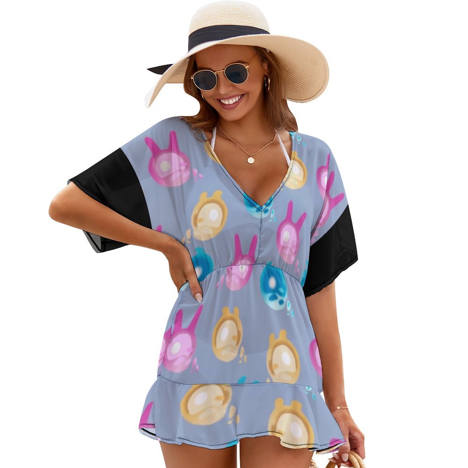 Genshin Impact Seelie Pet Pattern — Blue Palette Cover Ups Dress woman ...