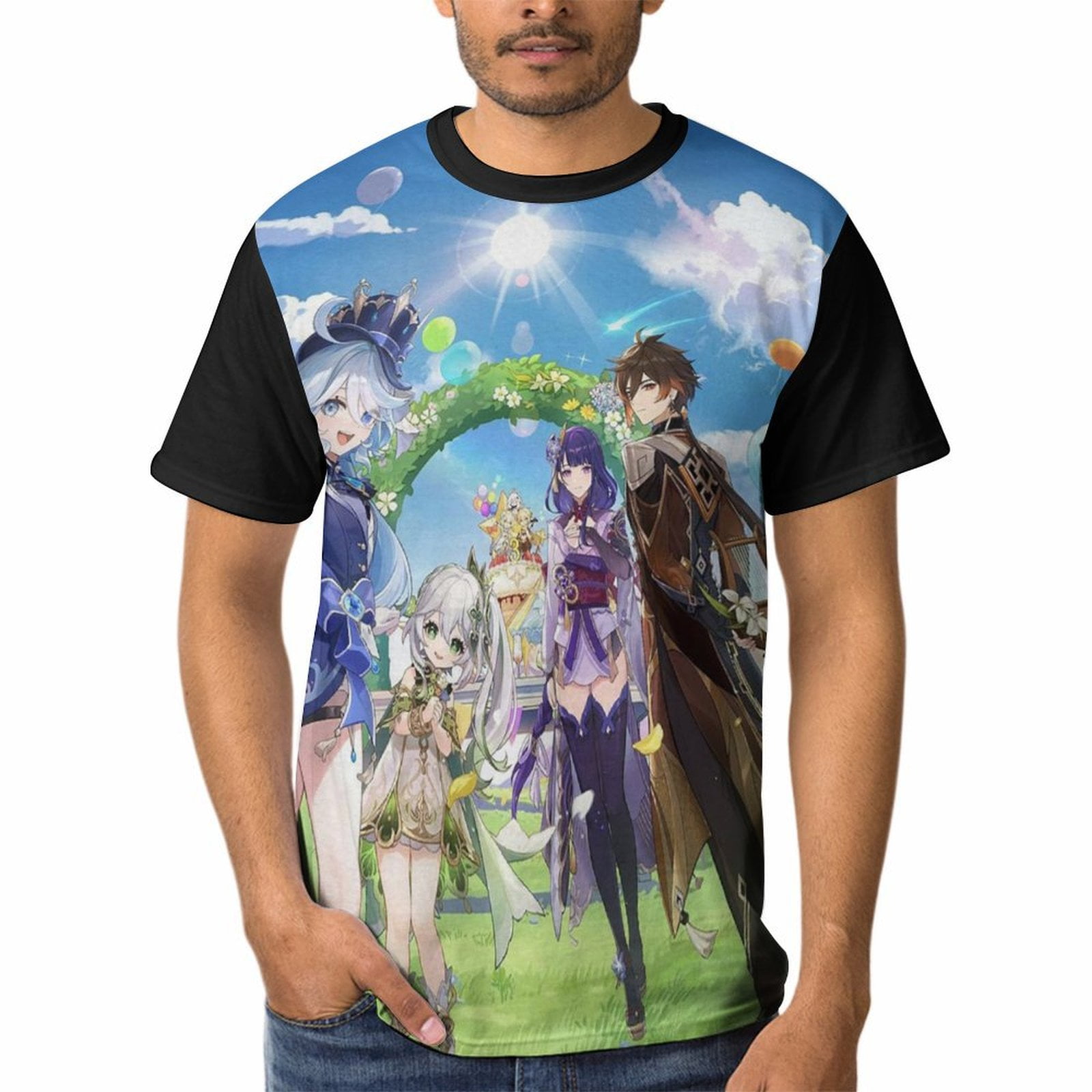 Genshin Impact Shirts Men's Short Sleeve Printed T-Shirt Graphic ...