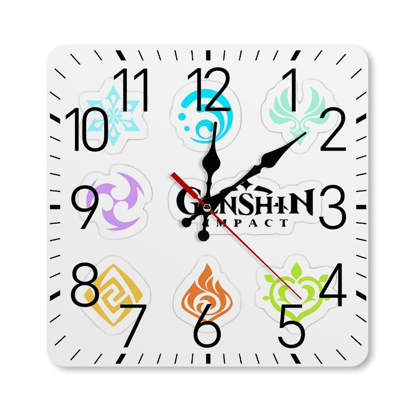 Genshin Impact Square Wall Clock With Scale For Living Room And Bedroom ...